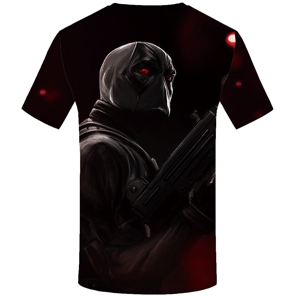 Badass Deadpool T shirt Men Blood T-shirts 3d Red Shirt Print War Anime ...