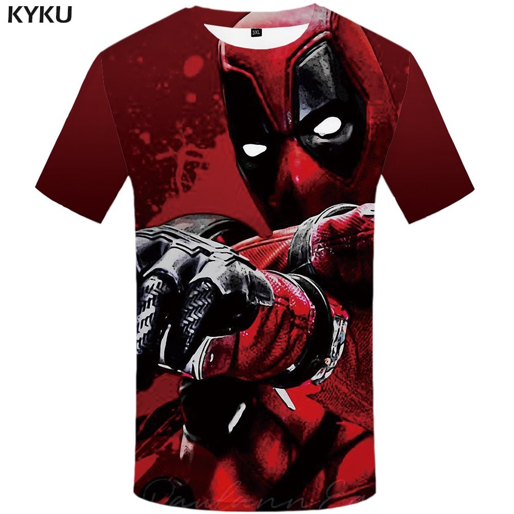 Badass Deadpool T shirt Men Blood T-shirts 3d Red Shirt Print War Anime ...